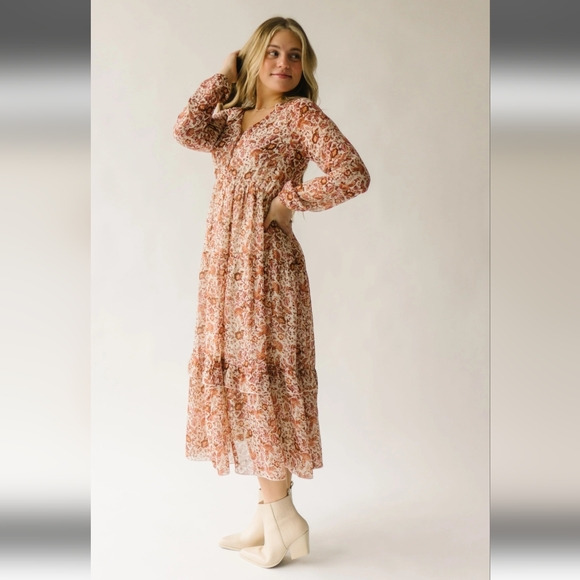 Piper & Scoot | Dresses | Piper Scoot The Halpert Tiered Midi Dress In Cream | Poshmark